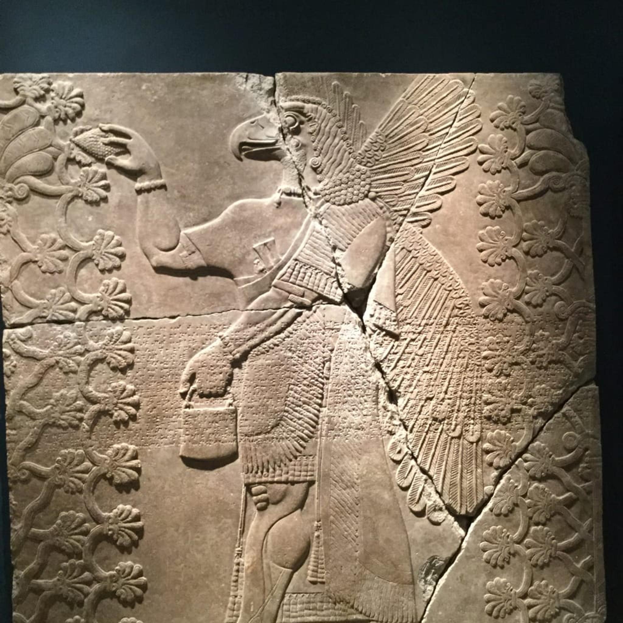 Apkallu-figure and King Ashur-nasir-pal II · Brooklyn Museum