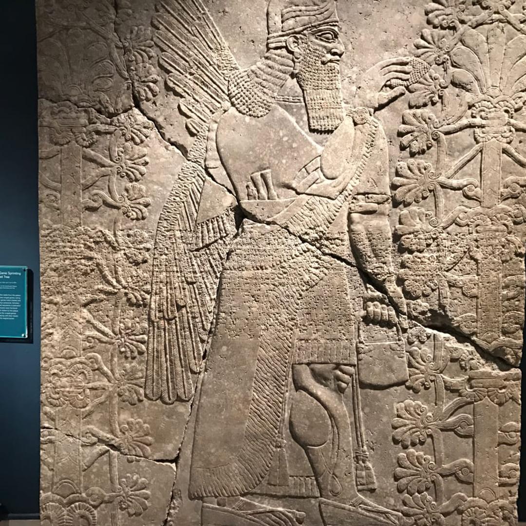 Apkallu-figure and King Ashur-nasir-pal II · Brooklyn Museum